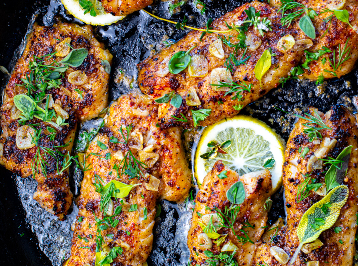 Karen's Cajun- Style Blackened Redfish with Summer Herbs in a Cast Iron ...