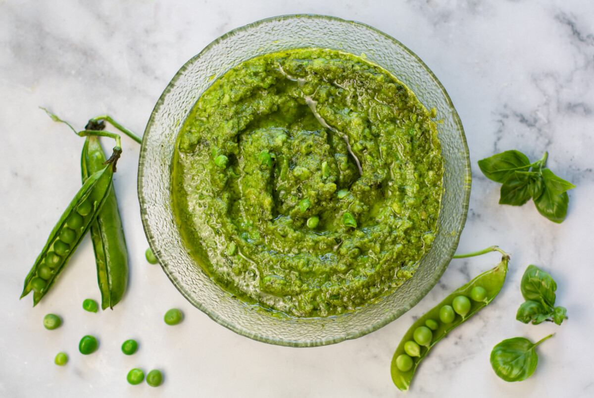 Karen's Fresh Summer Pea & Basil Pesto - A Zest for Life