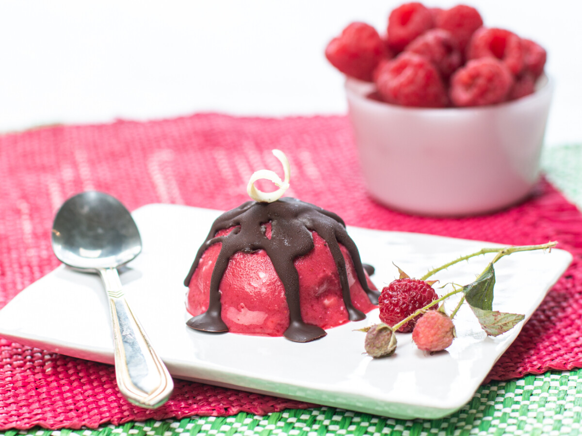 Karen's Raspberry Sherbet with Shaved White Chocolate - A Zest for Life