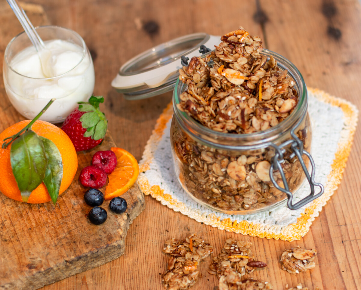 Natural Orange, Oat & Nut Granola Parfaits with Yogurt & Berries - A ...
