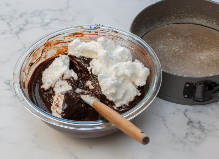 Flourless Chocolate Mousse Cake with Crushed Raspberry Coconut Whipped ...