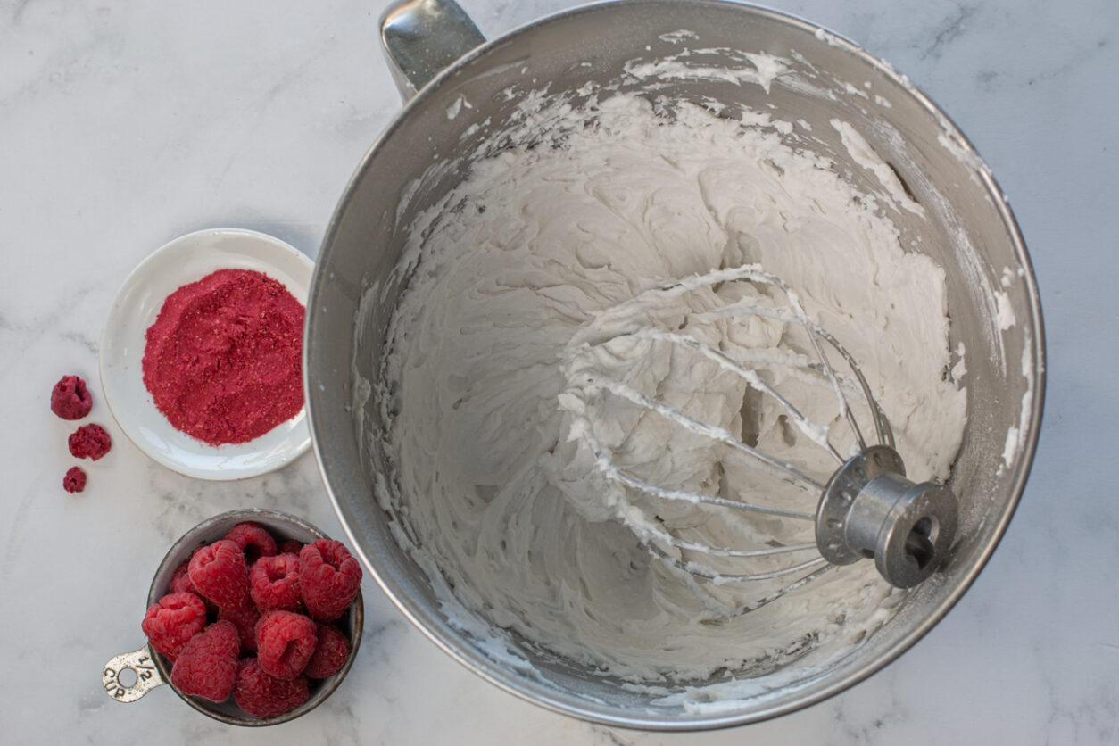 Flourless Chocolate Mousse Cake with Crushed Raspberry Coconut Whipped ...