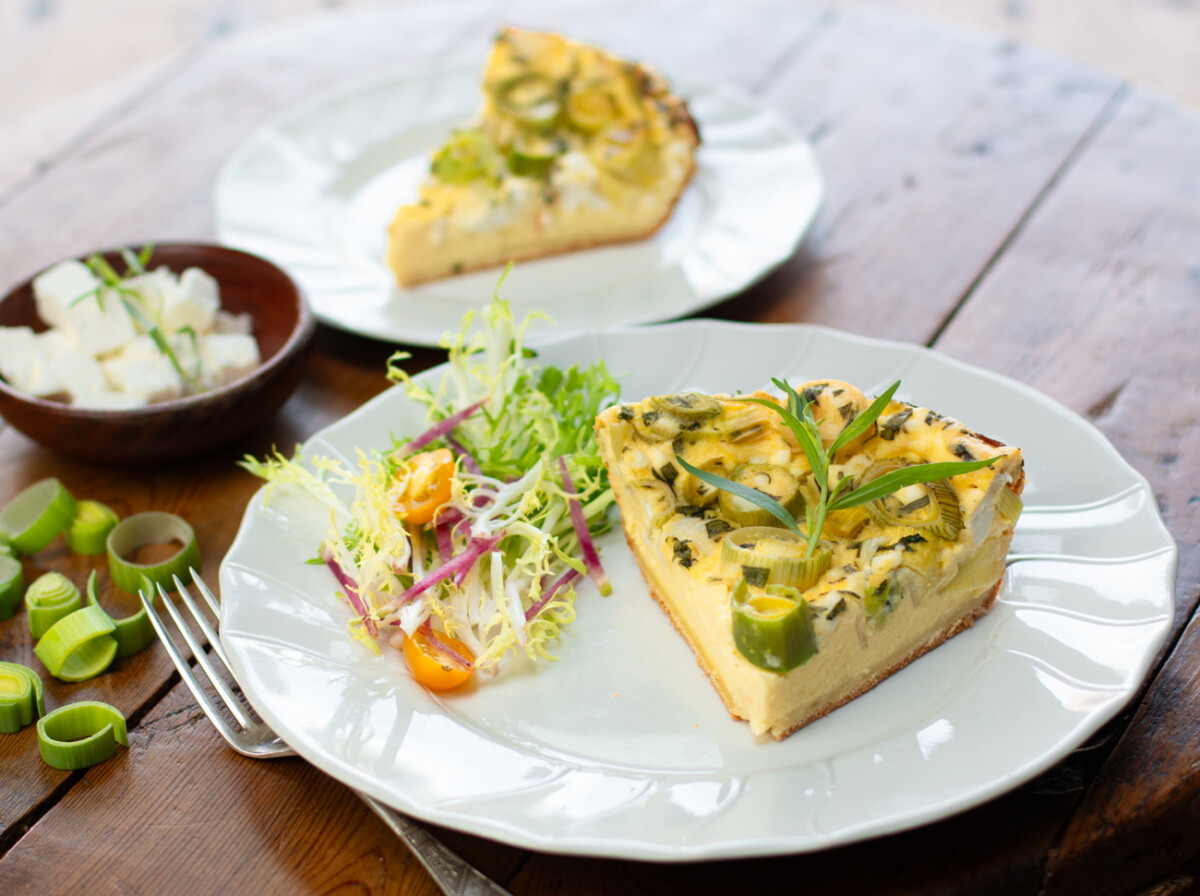 Karen's Leek Pie (quiche) with a "Magic Crust" - A Zest for Life