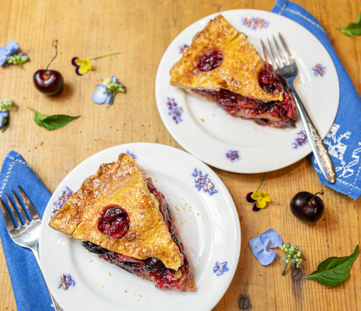 Karen's Rhubarb & Bing Cherry Pie with Dot Pastry Crust - A Zest for Life