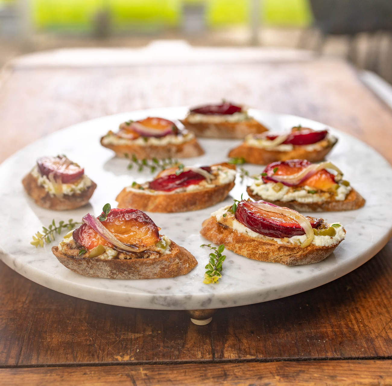 Roasted Plum Ricotta Crostini with Maple-Balsamic Glaze - A Zest for Life