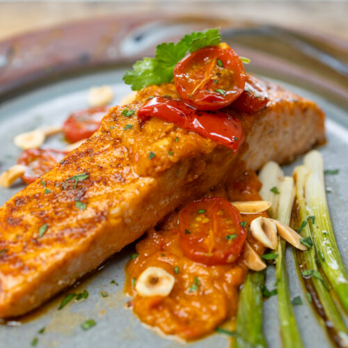Faroe Island Salmon with Spanish Romesco Sheet Pan Sauce - A Zest for Life