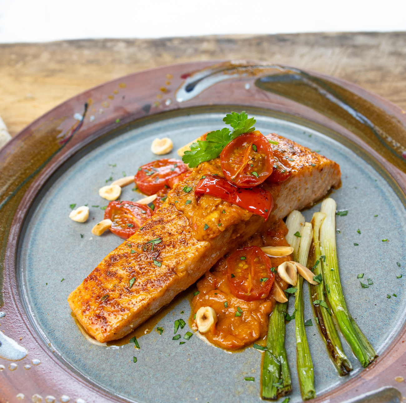 Faroe Island Salmon with Spanish Romesco Sheet Pan Sauce - A Zest for Life